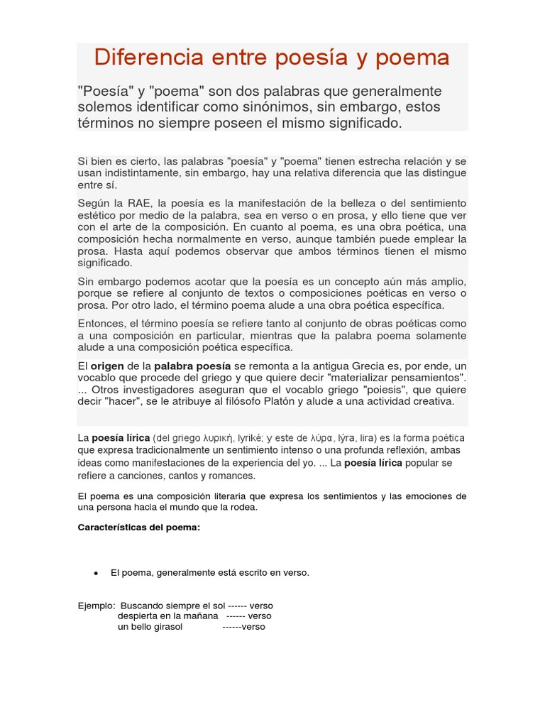 Diferencia Poesia Poema | PDF | Poesía | Science