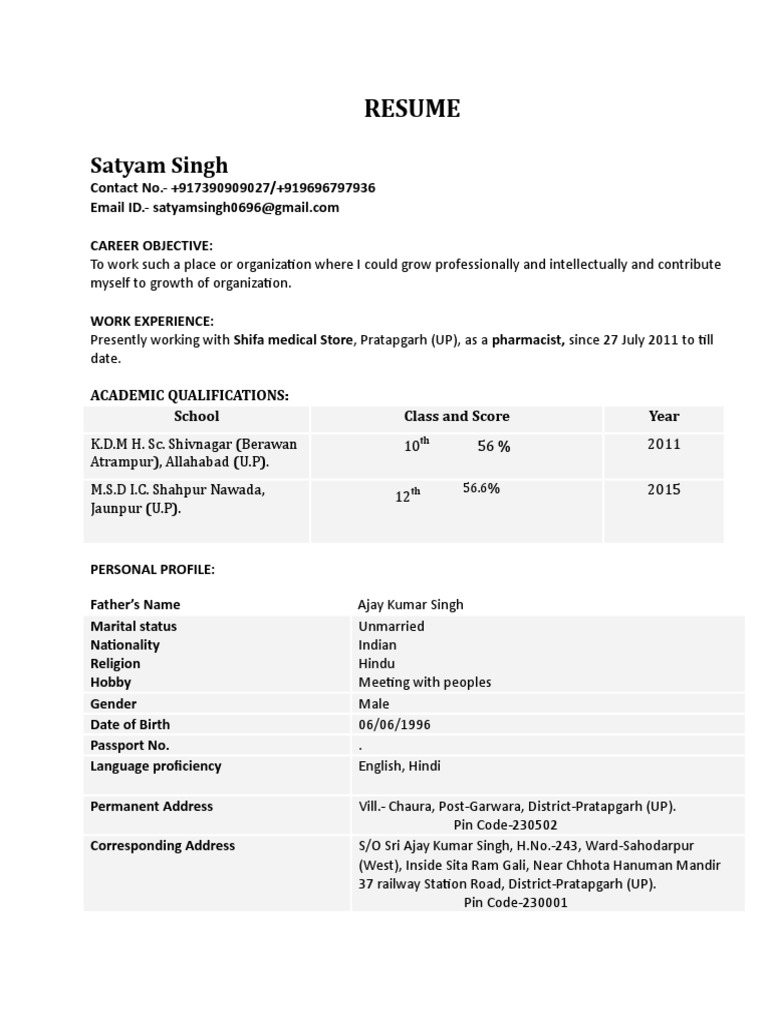 Resume: Satyam Singh | PDF