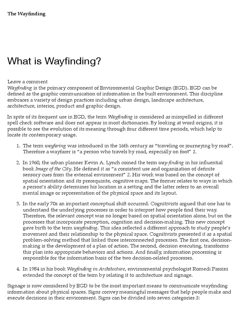 Understanding Wayfinding: Tracing the Evolution of its Meaning and Role ...