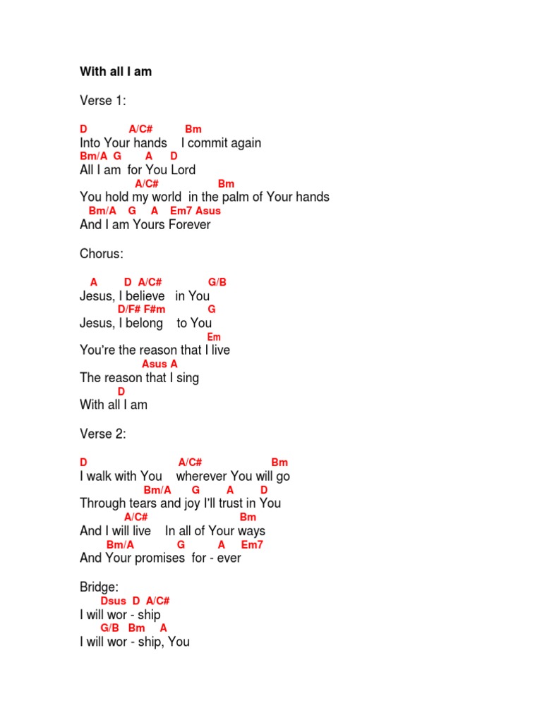 With All I Am Chords in C# | PDF