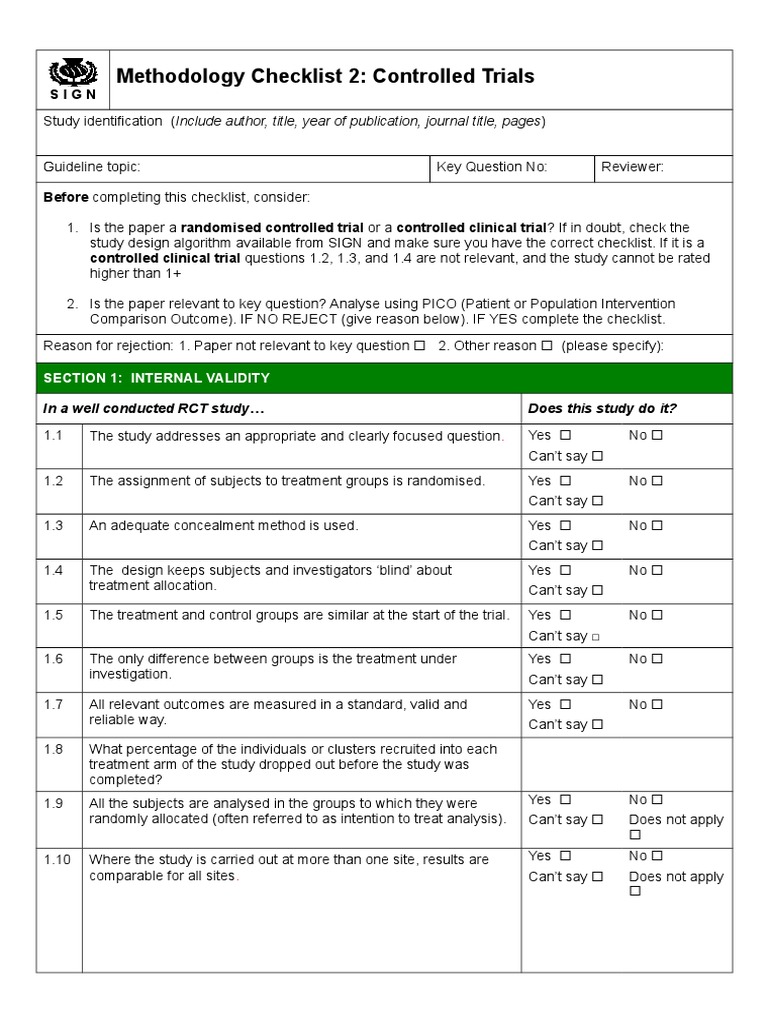 Checklist for Controlled Trials | Randomized Controlled Trial ...