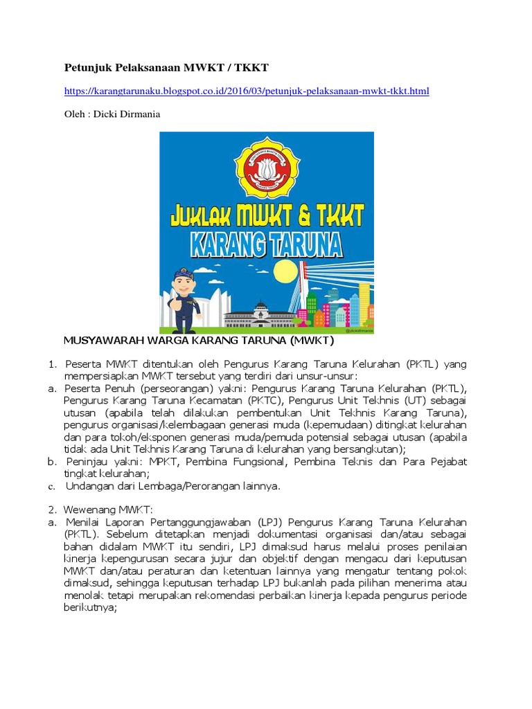 Petunjuk Pelaksanaan MWKT - TKKT | PDF