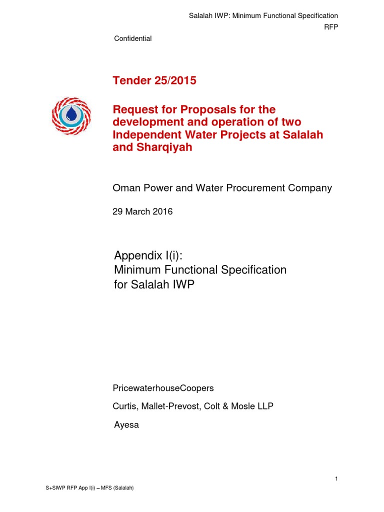 S+SIWP RFP App I (I) - MFS (Salalah) | PDF | Sewage Treatment | Water ...