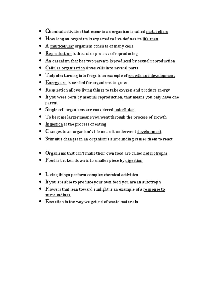 Characteristics of Life | PDF