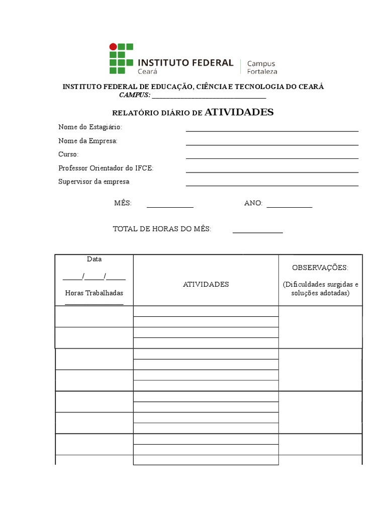 Relatorio Diario de Atividades 1 | PDF