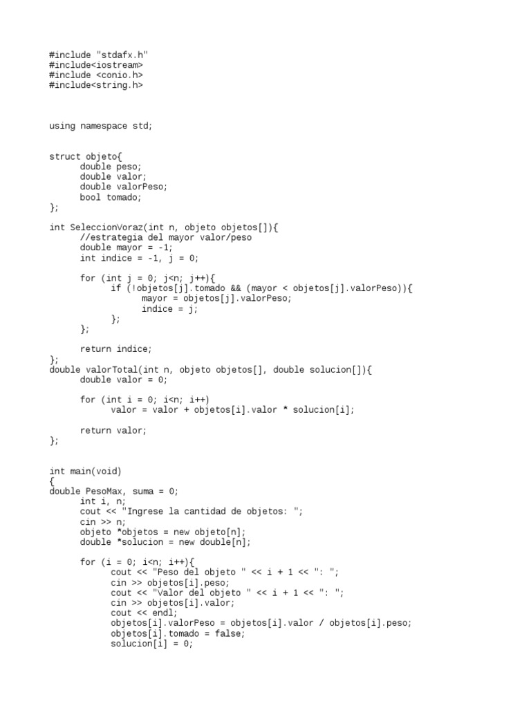 Algoritmo - Mochila | PDF