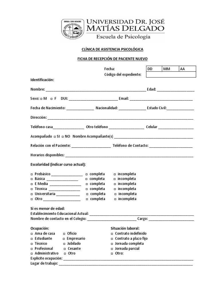 Formulario De Paciente Nuevo Para Imprimir Formulario De Nuevo