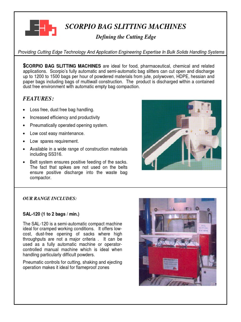 Bag Slitting Machine Lit | PDF | Manufactured Goods | Nature
