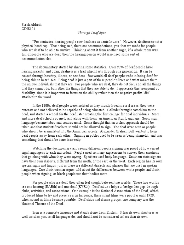Through Deaf Eyes | Download Free PDF | Hearing Loss | Sign Language