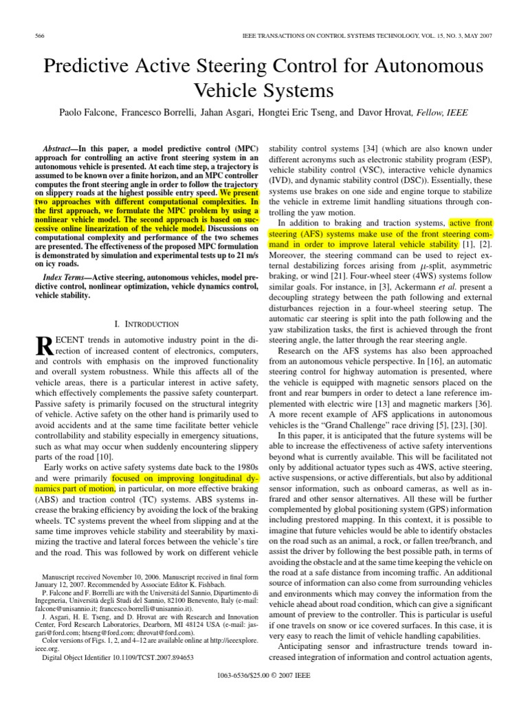 Article of An Active Steering System | PDF | Mathematical Optimization ...