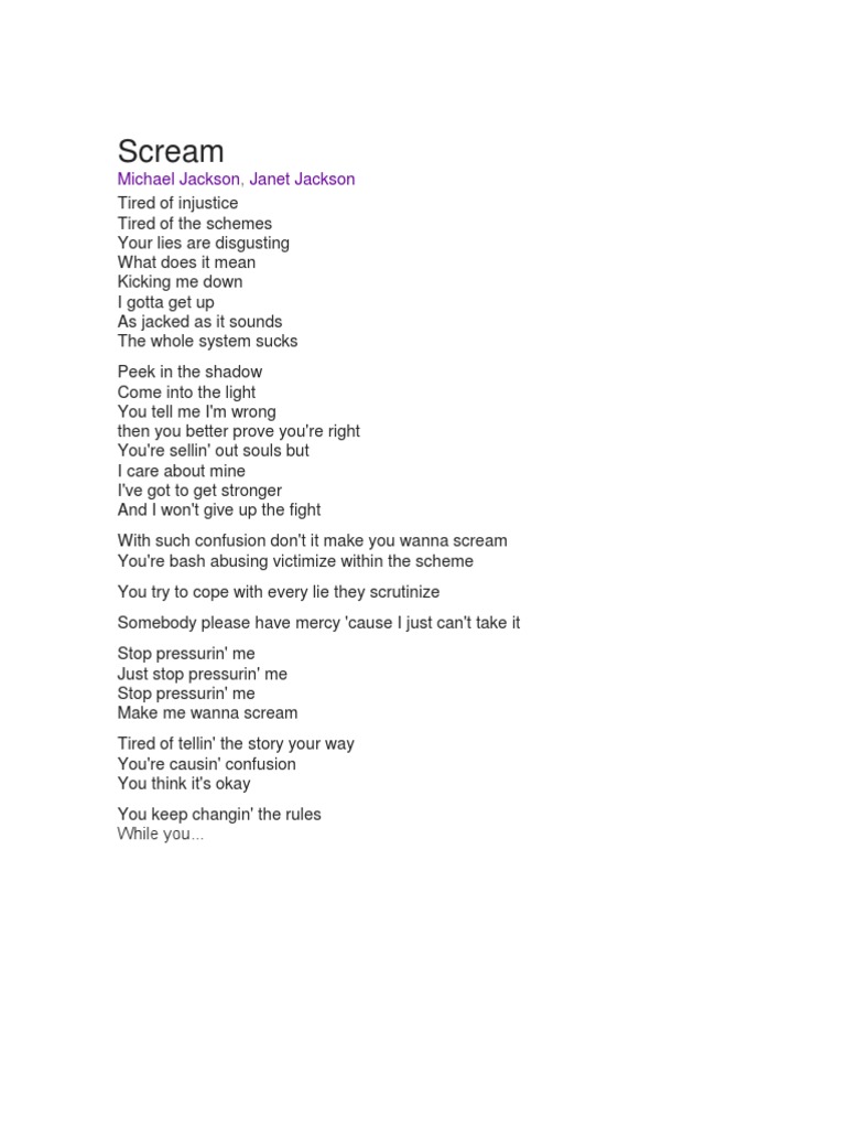 Scream: Michael Jackson Janet Jackson | PDF