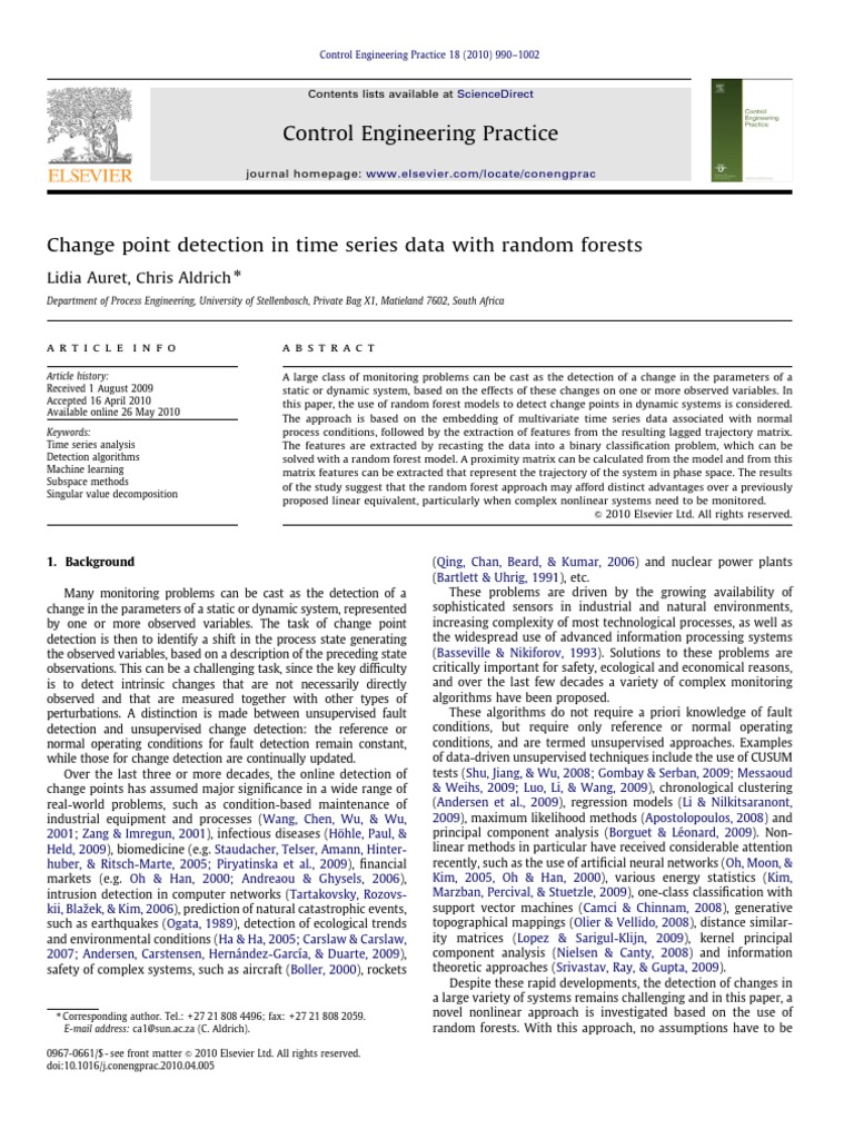 Change Point Detection in Time Series Data With Random Forests | PDF ...