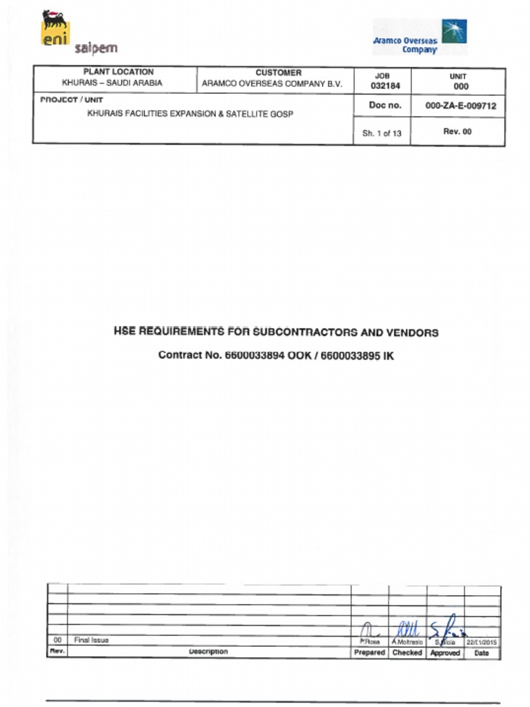 PROJECT HSE REQUIREMENTS | PDF | General Contractor | Safety