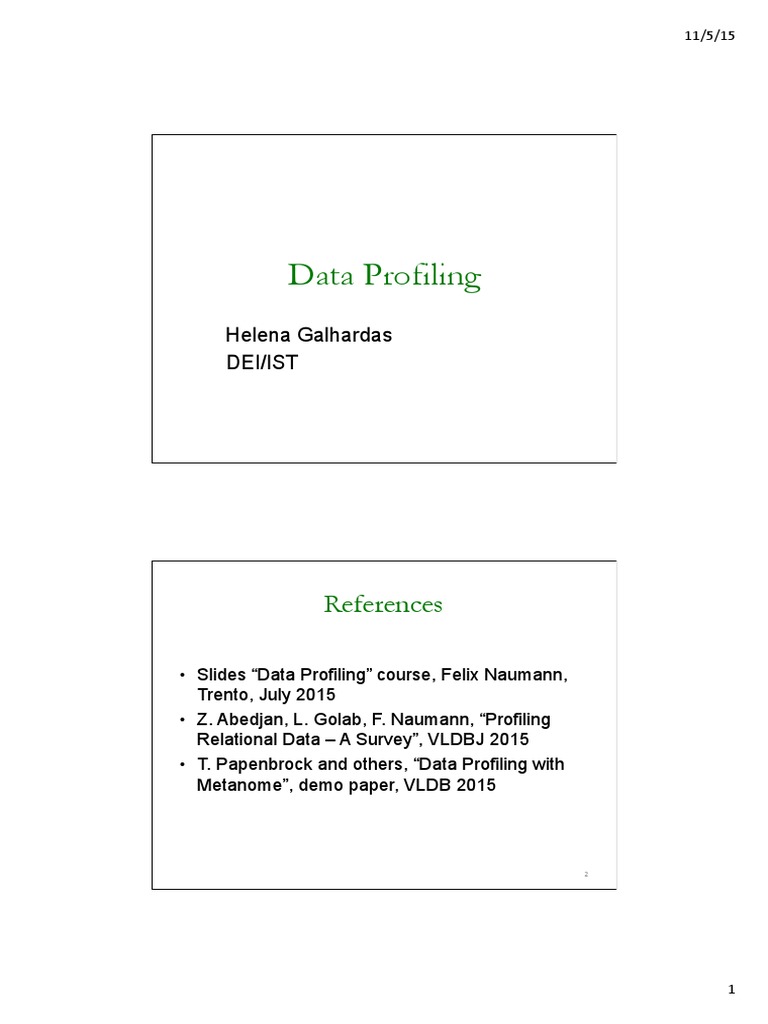 Data Profiling: References | PDF | Databases | Sql