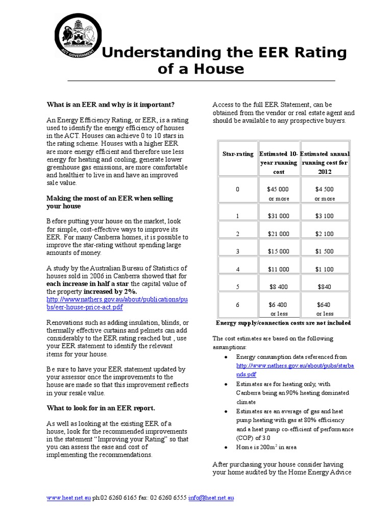 EER Ratings Explained 2012 July 12 | PDF | Water Heating | Efficient ...