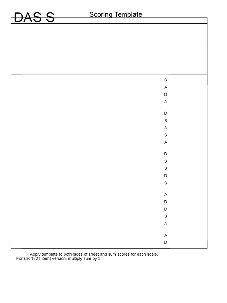 DAS S Scoring Template Guide | PDF