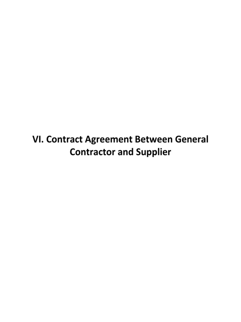 Contract Agreement Between General Contractor and Supplier | PDF ...