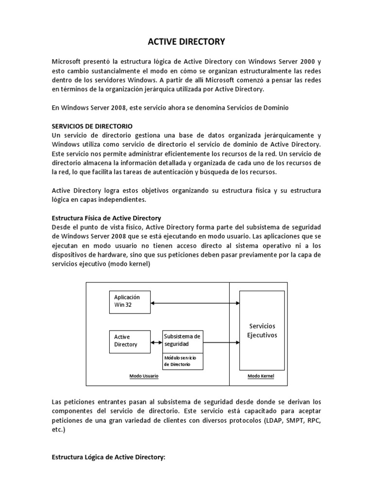 Estructura de Active Directory | Descargar gratis PDF | Directorio ...
