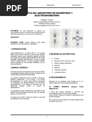 Hoja De Trabajo Sobre Magnetismo: Clave De Respuestas