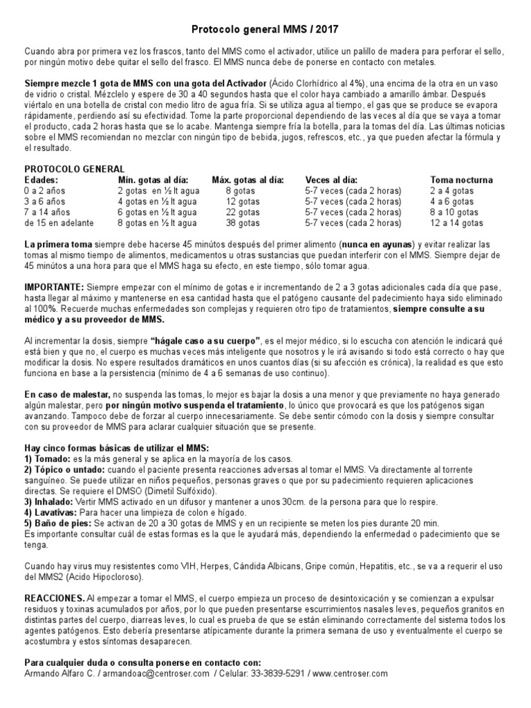 Protocolo_mms_2017.pdf | Medicamentos con receta | Agua