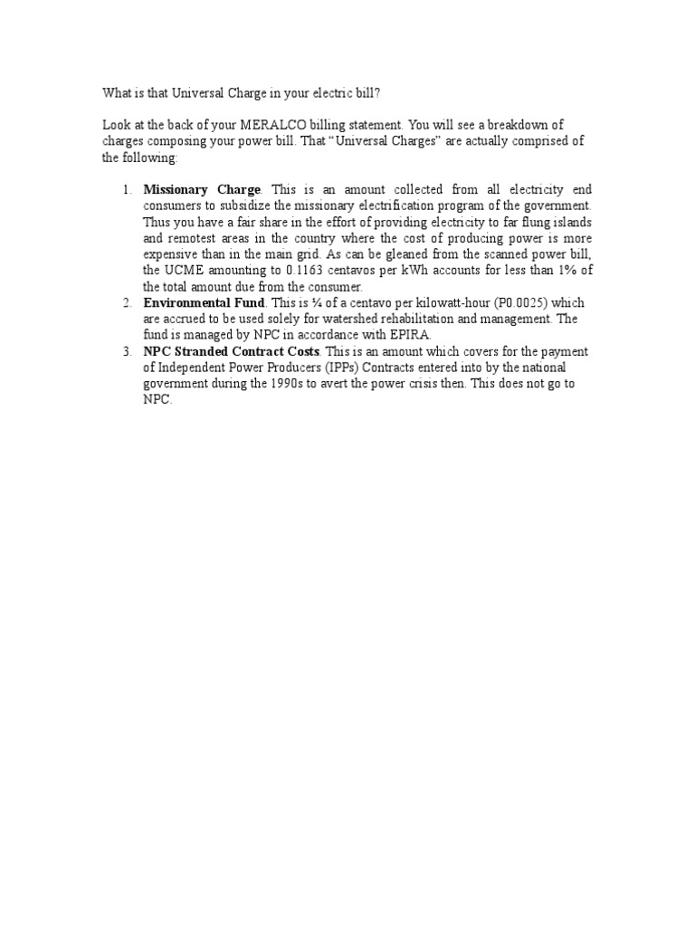 What Is That Universal Charge in Your Electric Bill | PDF