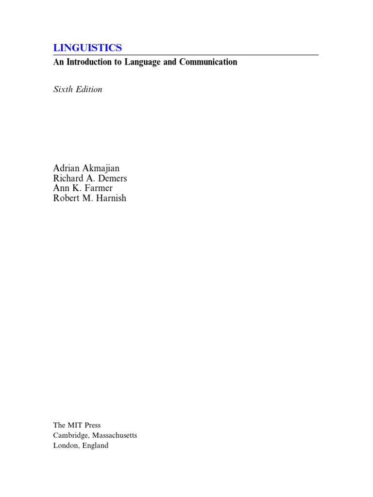 Linguistics: An Introduction To Language and Communication | PDF ...