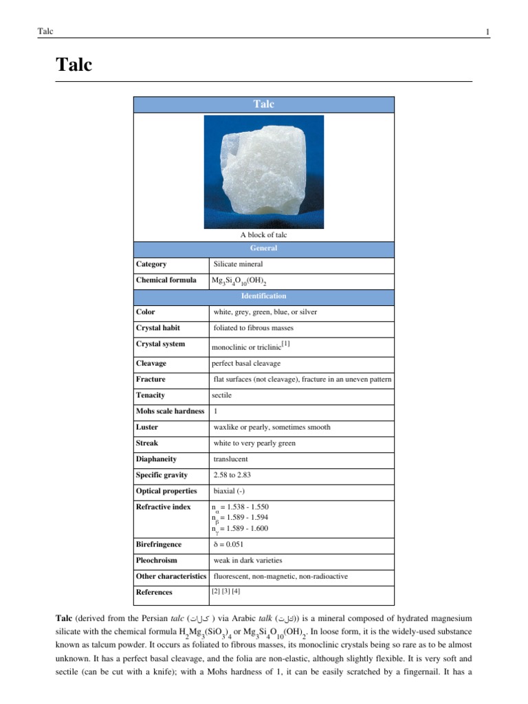 Talc Wiki | PDF | Minerals | Materials