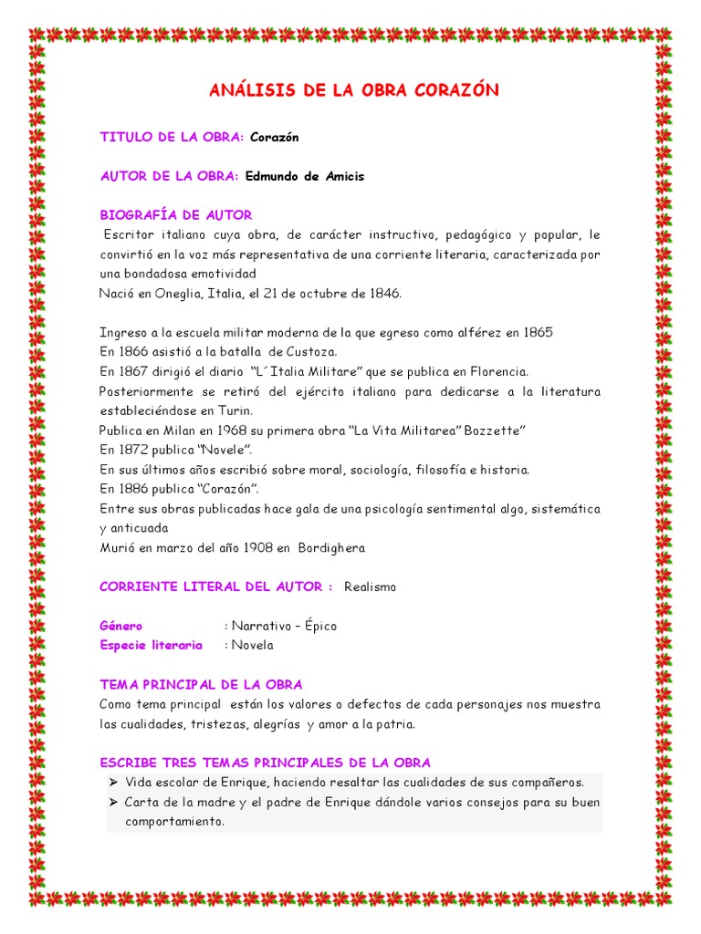 Análisis de La Obra Corazón | PDF