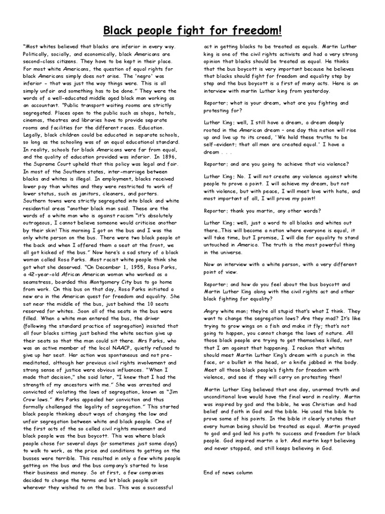 Black People Fight For Freedom | PDF | African American Civil Rights ...