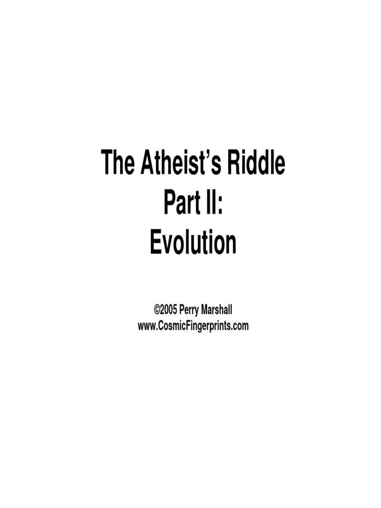 Marshall - The Atheist's Riddle II Evolution (2005) | PDF | Evolution ...