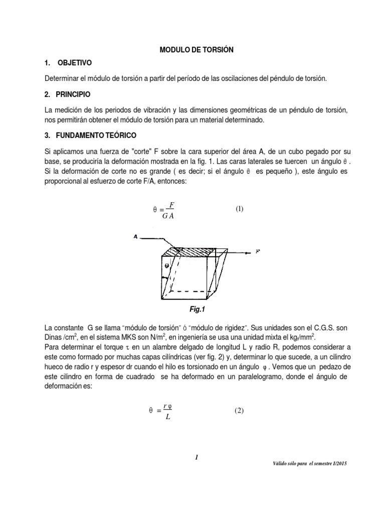 Determina el módulo de torsión con un péndulo | PDF | Péndulo ...