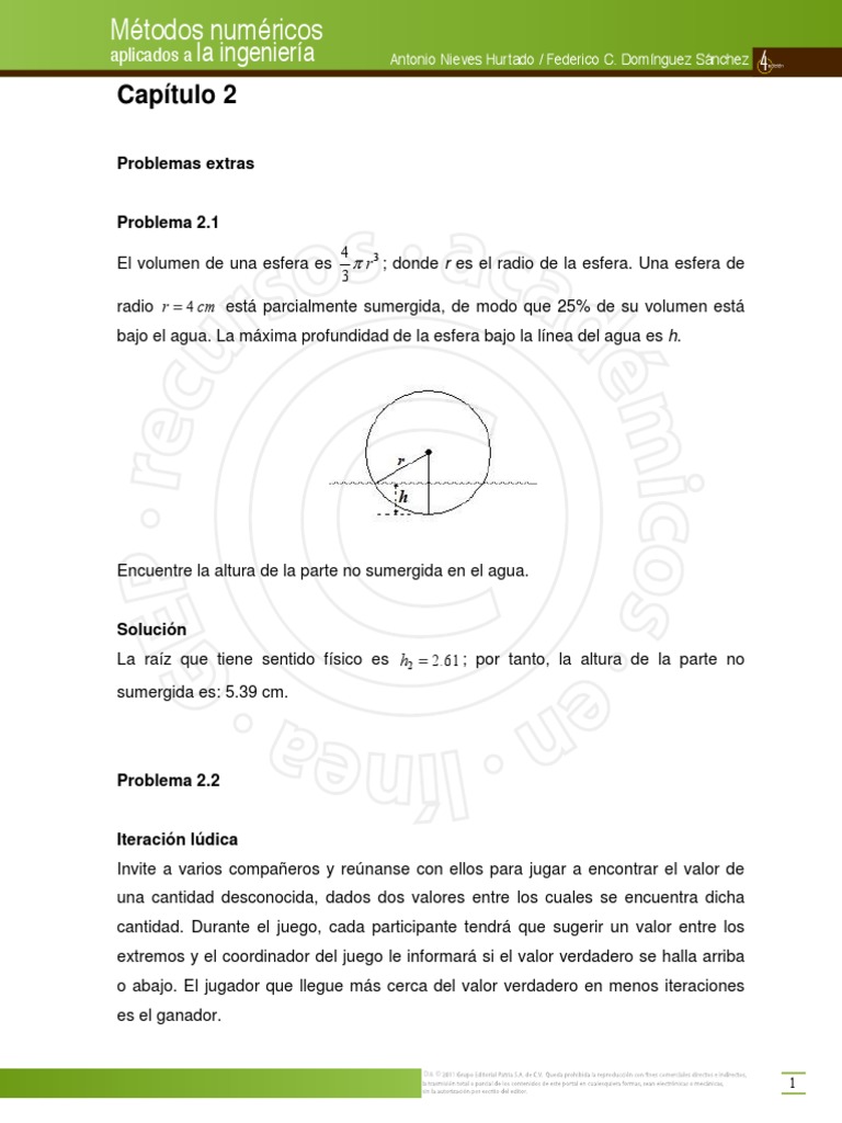Problemas Cap2 | PDF | Análisis numérico | Agua