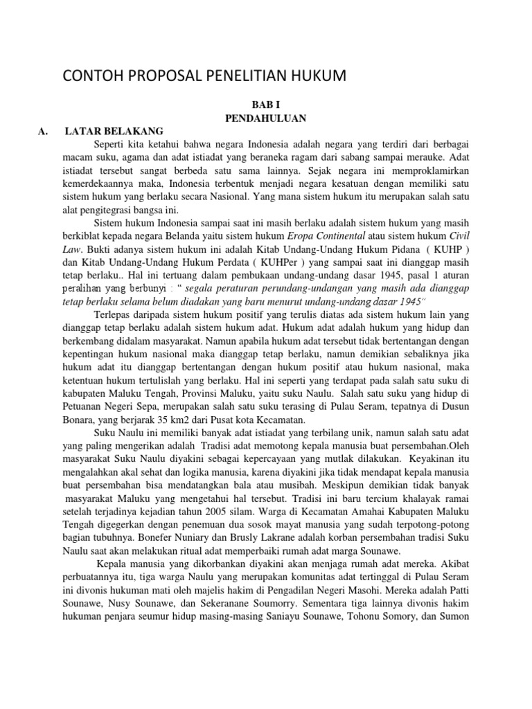 Contoh Proposal Penelitian Hukum Empiris Viral Update - Riset