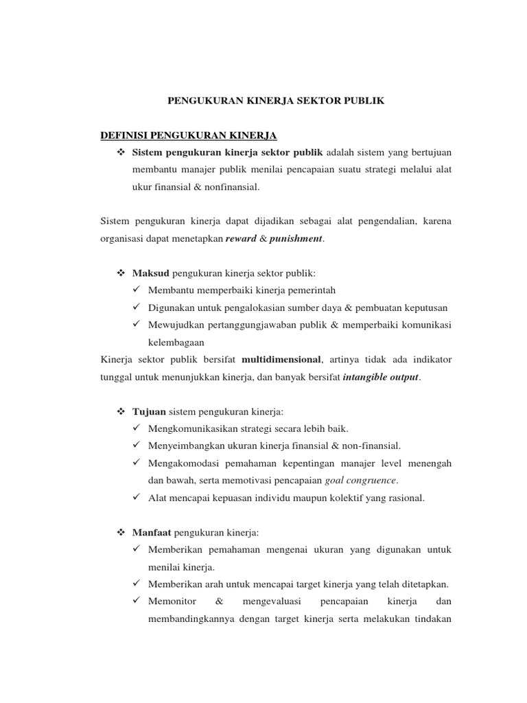 Pengukuran Kinerja Sektor Publik | PDF