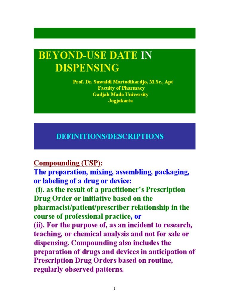 Beyond-Use Dates in Pharmacy Practice | PDF | Pharmacy | Medical ...