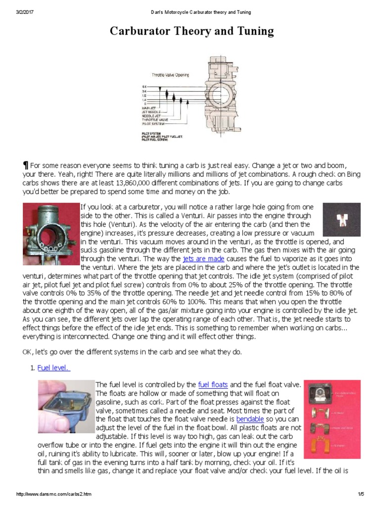 Motorcycle Carburator Theory and Tuning | PDF | Carburetor | Throttle