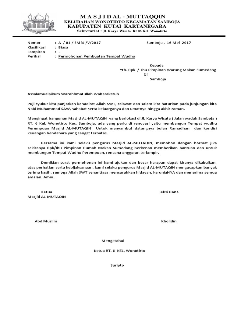 Proposal Pembuatan Tandon Air | PDF