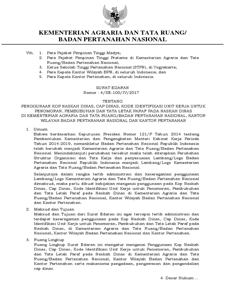 Se 4 2017 - Kop, Cap Dinas, Kode Identifikasi | PDF