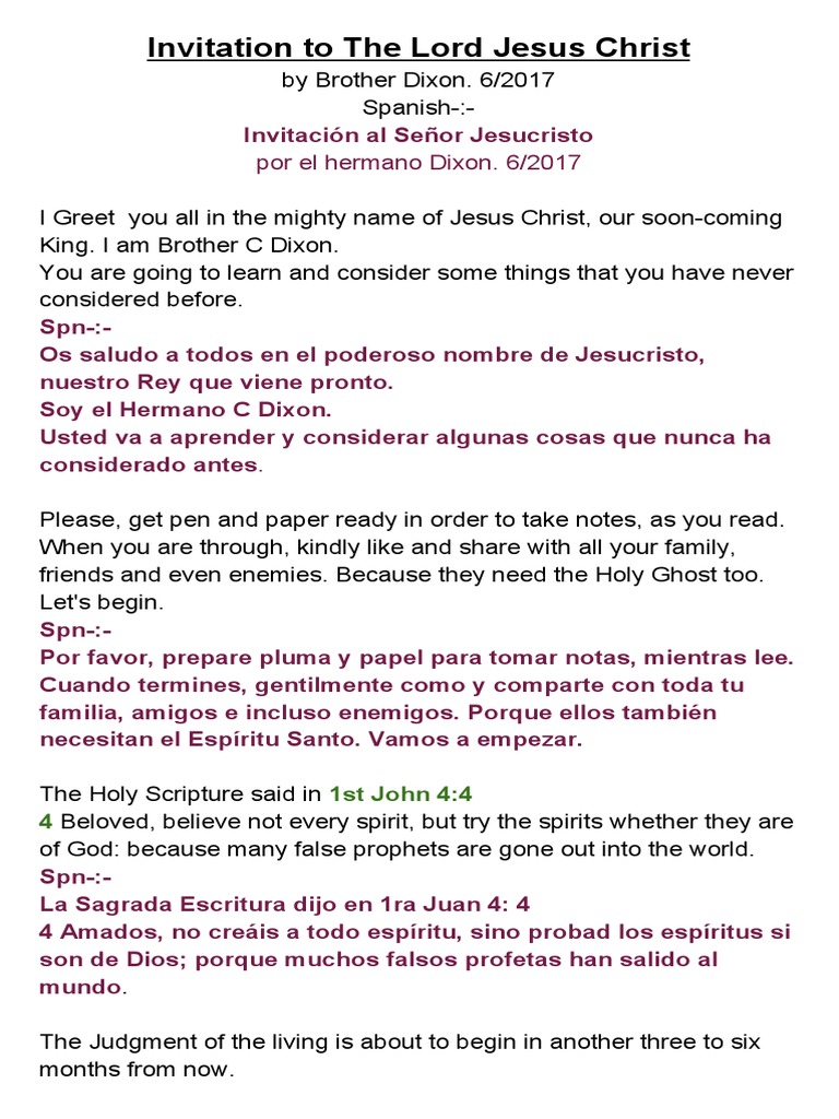 Invitation To The Lord Jesus Christ Via YouTube Channel | PDF | Prayer ...