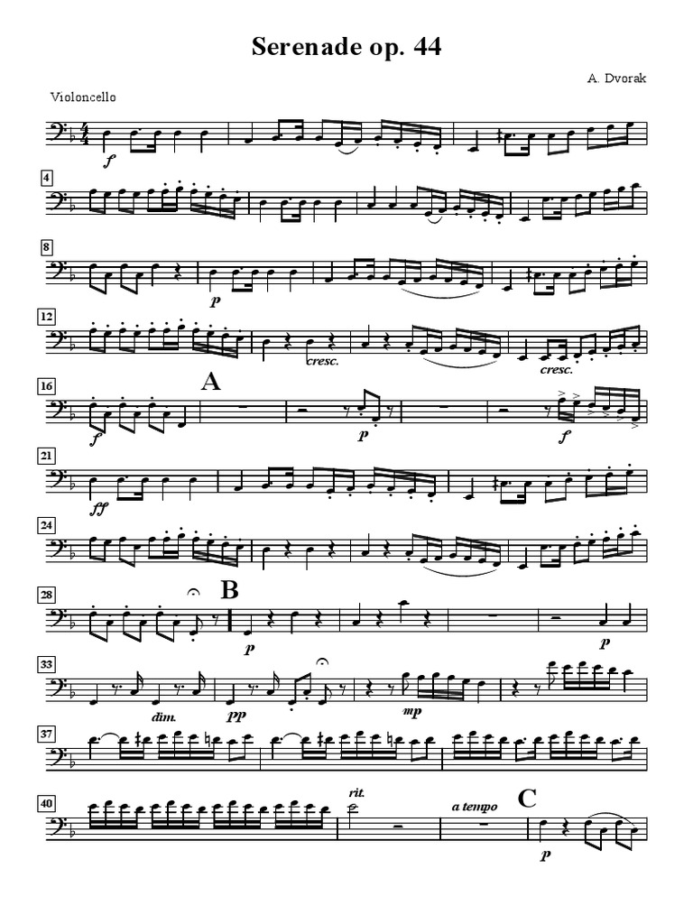 Dvorak Wind-Serenade-1 Cello PDF | PDF