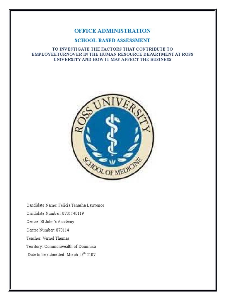 Office Administration: School-Based Assessment | PDF | Turnover ...