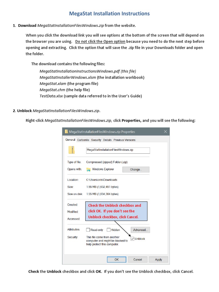 Megastat Installation Instructions: 1. Download ...