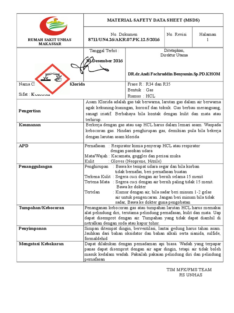 Msds Asam Klorida | PDF