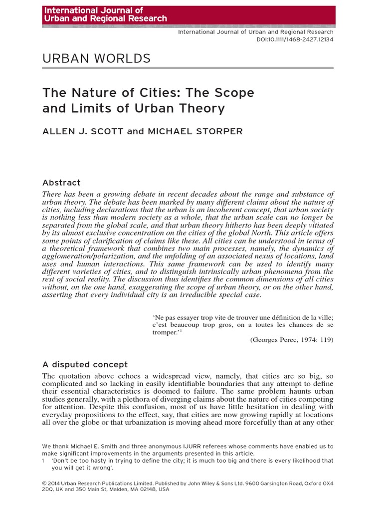 Nature of Cities Scope and Limits of Urban Theory | PDF | Urbanization ...