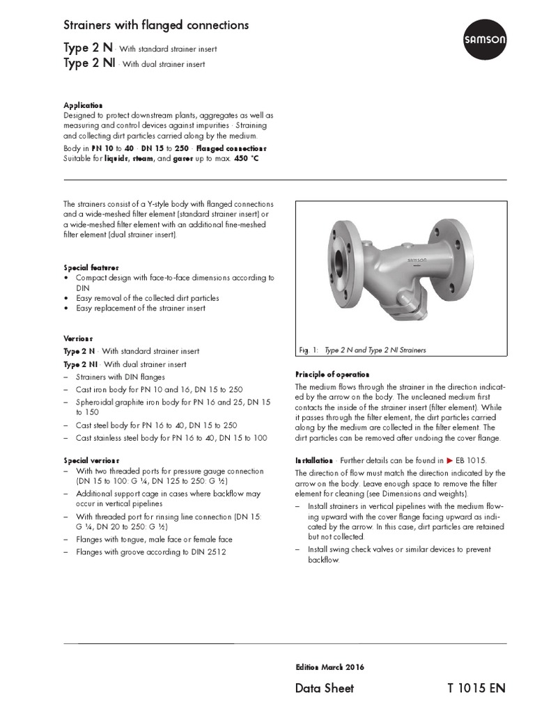 Flanged strainers with standard and dual inserts | PDF | Pipe (Fluid ...