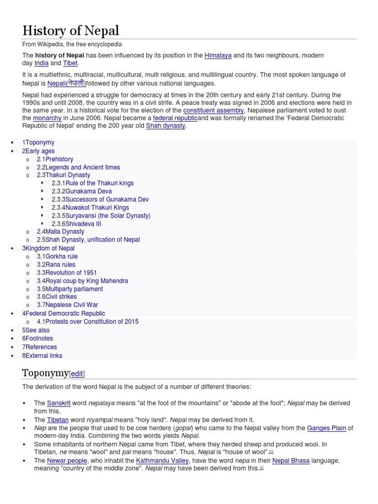 History of Nepal | PDF | Nepal | Unrest