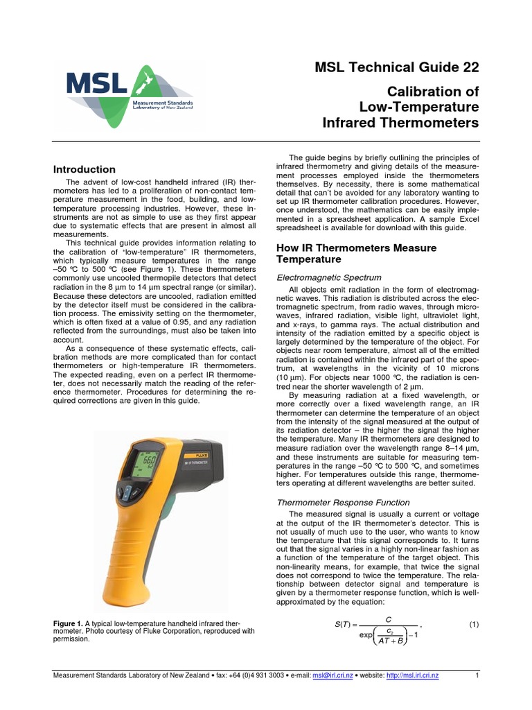 MSL Tech Guide 22 - Calibration Infrared Thermometer | PDF | Infrared ...