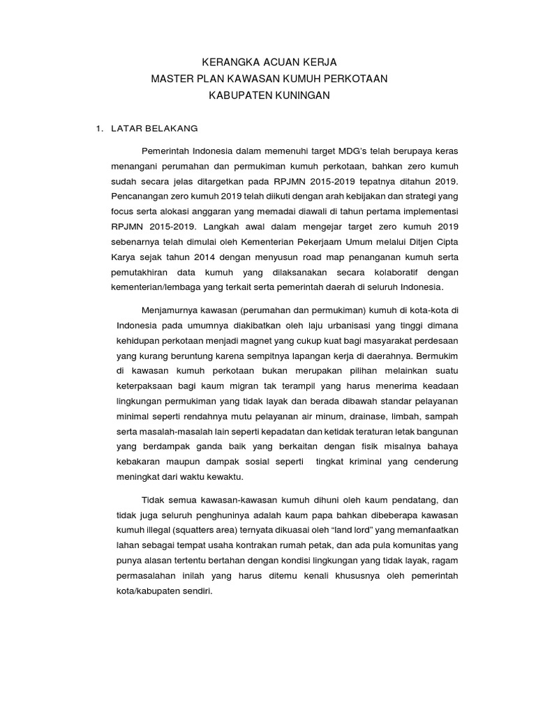 Kak Master Plan Kawasan Kumuh | PDF
