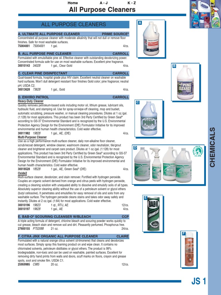 All Purpose Cleaners | PDF | Housekeeping | Bleach