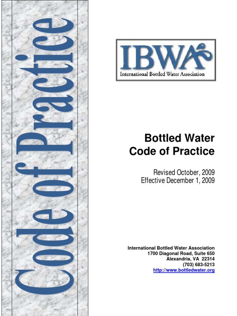 IBWA Code of Practice Updated 2009 Final - 3 | PDF | Bottled Water ...